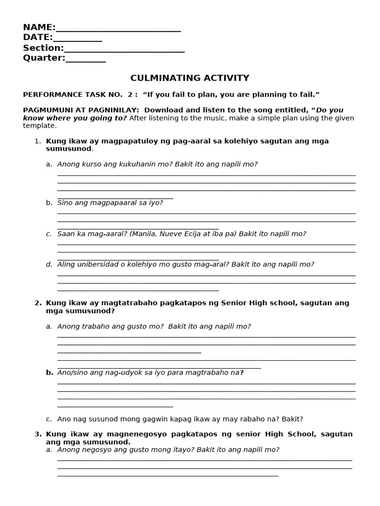 Activity 2 Culminating Activity | PDF