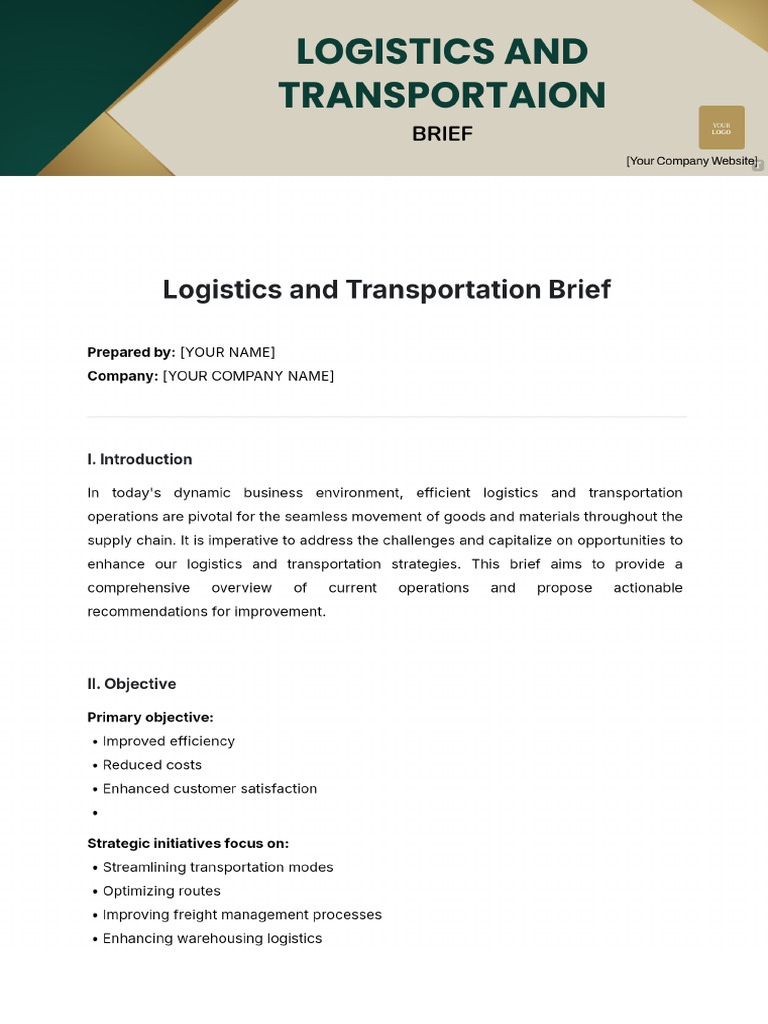 Logistics and Transportation Brief | PDF