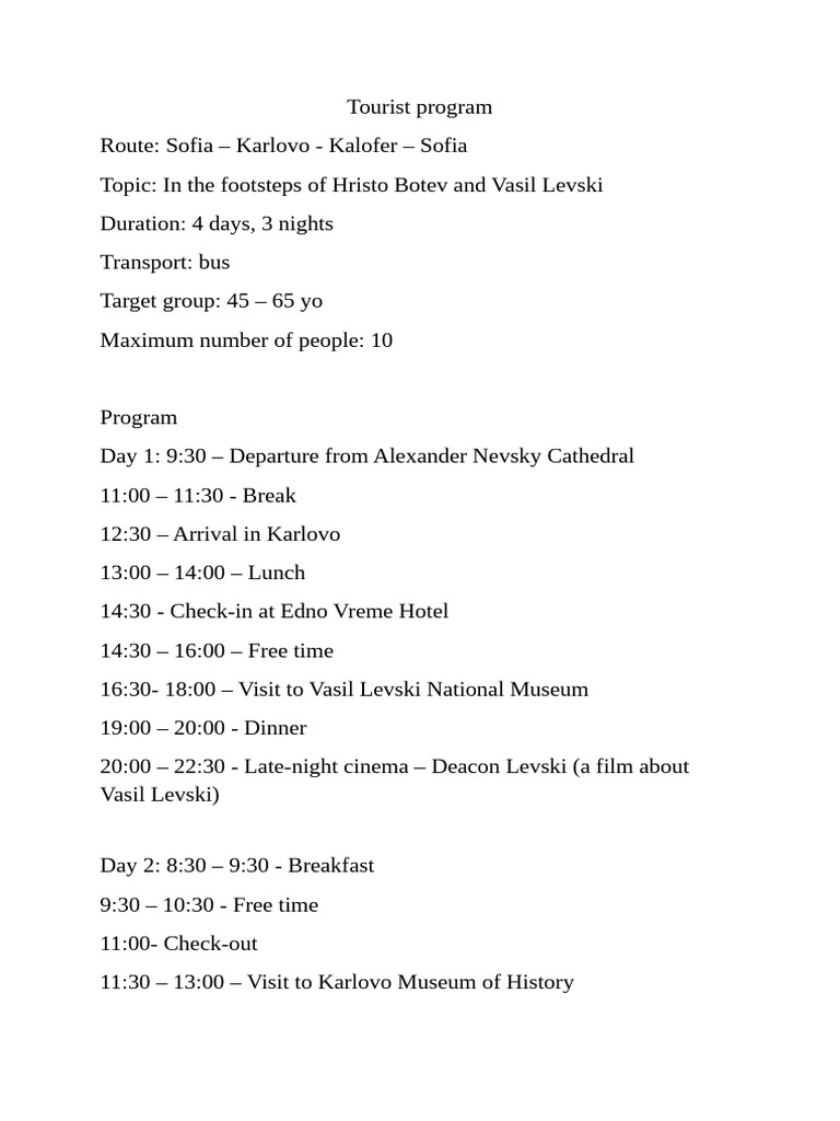 Tourist Program | PDF