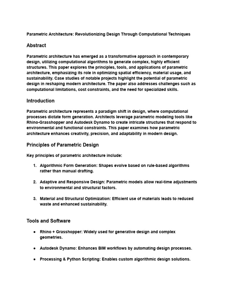 Parametric Architecture - Revolutionizing Design Through Computational Techniques | PDF ...