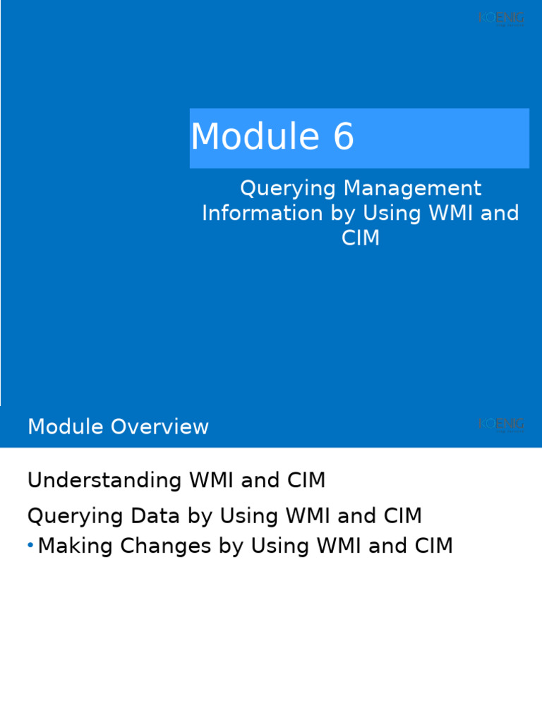Working With WMI and CIM | PDF | Microsoft Windows | Information Technology