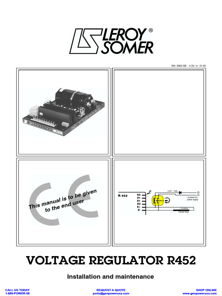 Manual Leroy Somer Avr r452 | PDF | Power Supply | Mains Electricity