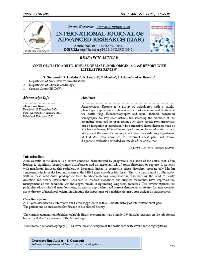 Annuloectatic Aortic Disease of Marfanoid Origin: A Case Report With ...