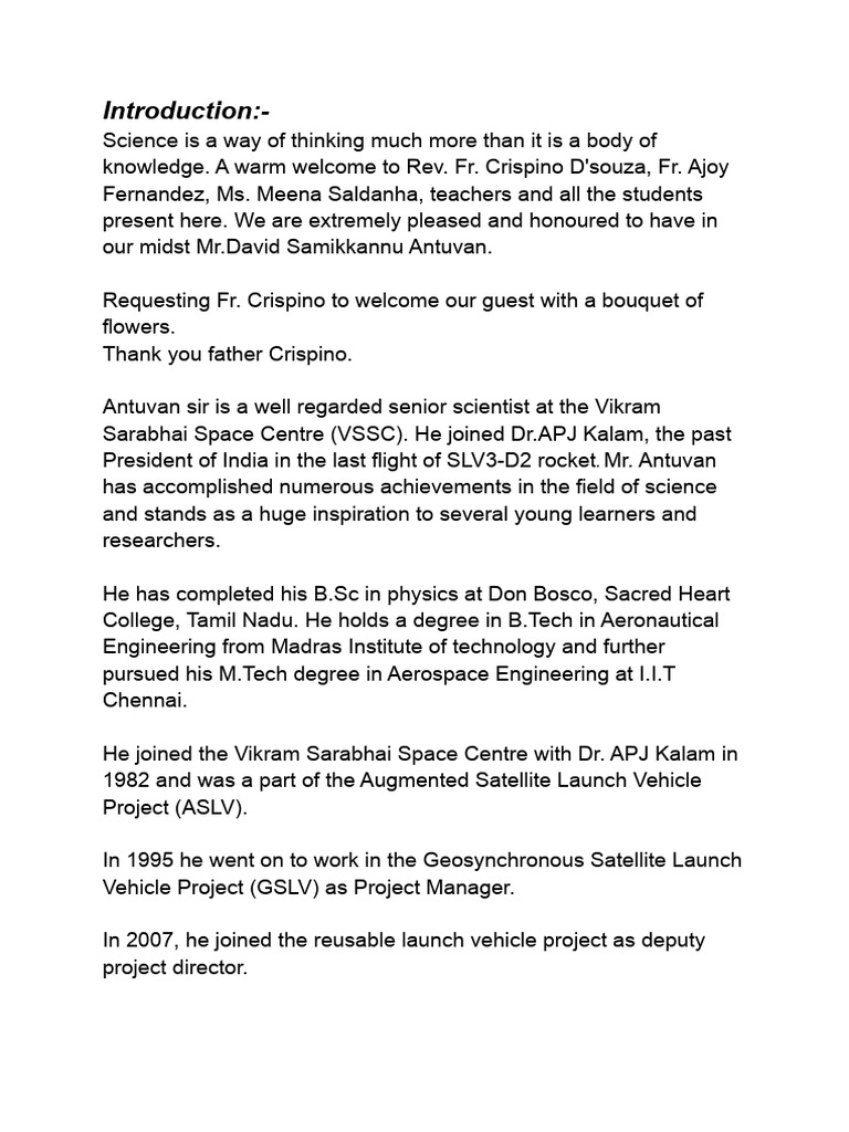 Scientist Guest Speaker Script | PDF | Aerospace | Aerospace Engineering