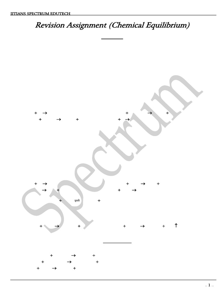 Chemical Equilibrium-Part-I (ASSIGNMENT) | PDF | Chemical Equilibrium ...