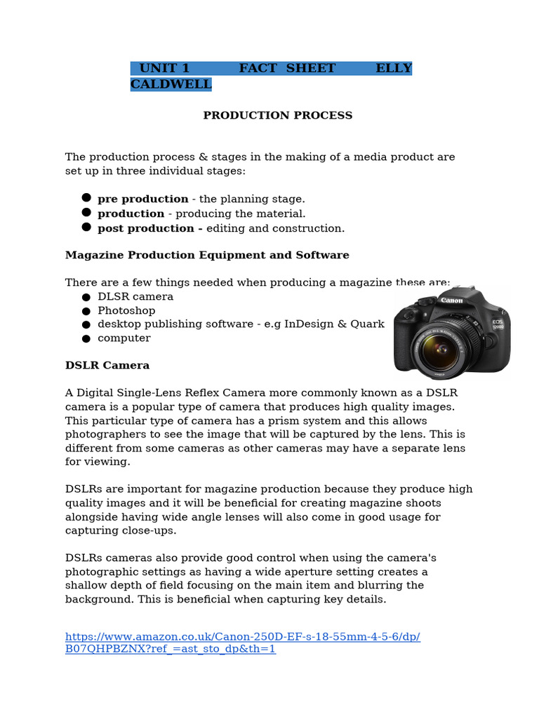 Magazine Production Process Overview | PDF | Digital Single Lens Reflex ...