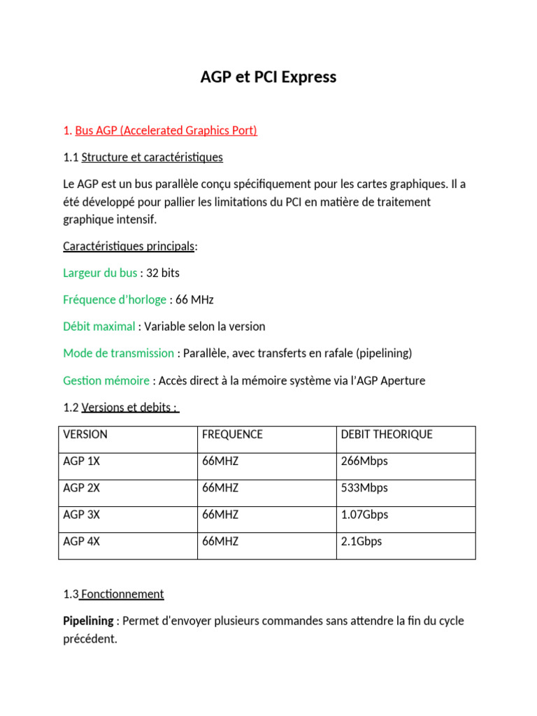 Comparaison AGP et PCI Express | PDF | Protocole sur la couche physique ...