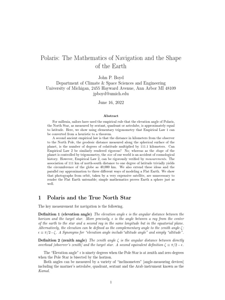 Polaris and The North Star | PDF | Latitude | Angle