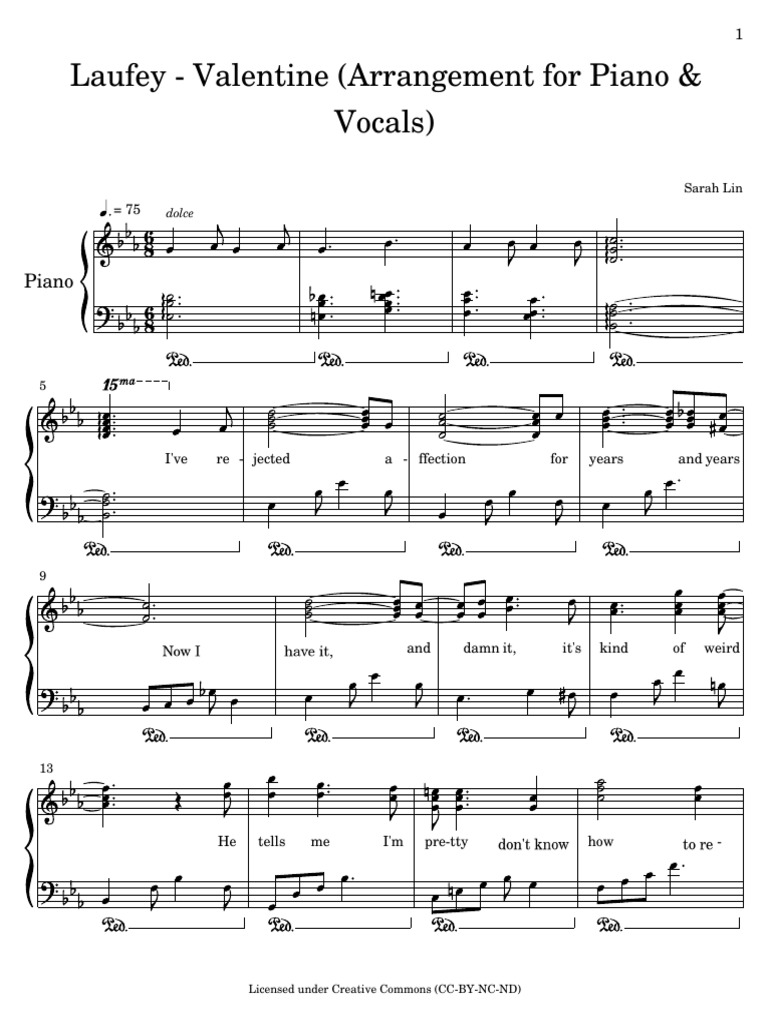 Laufey's Valentine Piano Arrangement | PDF
