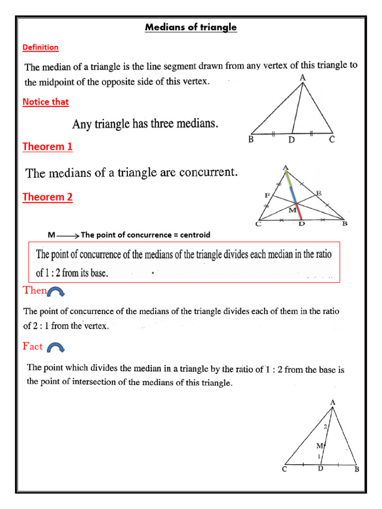 Medians of Triangles 2nd Prep 2021 | PDF