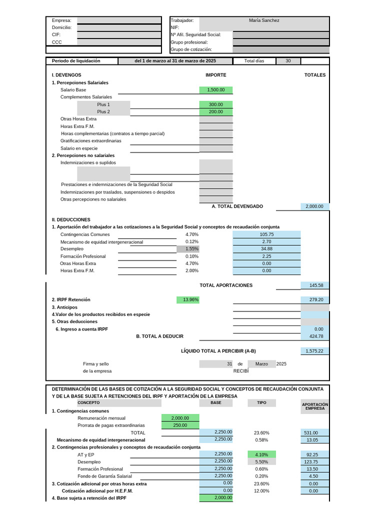 Nómina 2025 para Simulación A 24 02 2025 | PDF | Salario | Las condiciones de trabajo