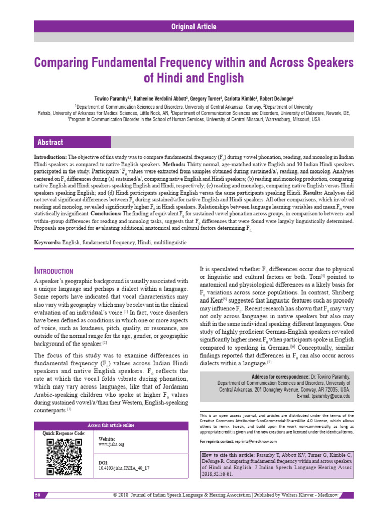 Comparing Fundamental Frequency Within and Across.4 | PDF | Human Voice ...