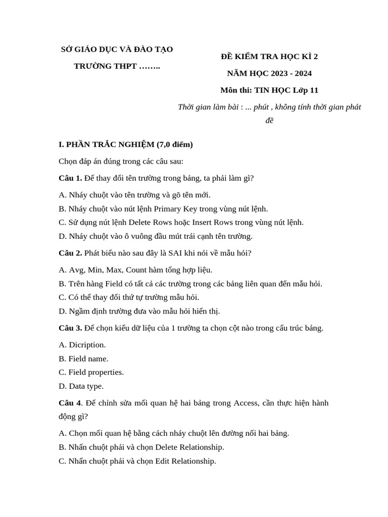 De-thi-hk2-Tin-hoc-11-cd-de-1 | PDF