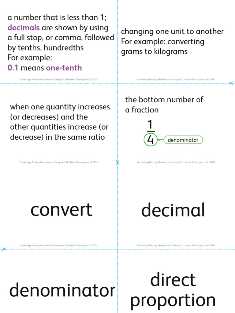 Flashcards- Fractions, ratios and proportions | PDF | Ratio ...