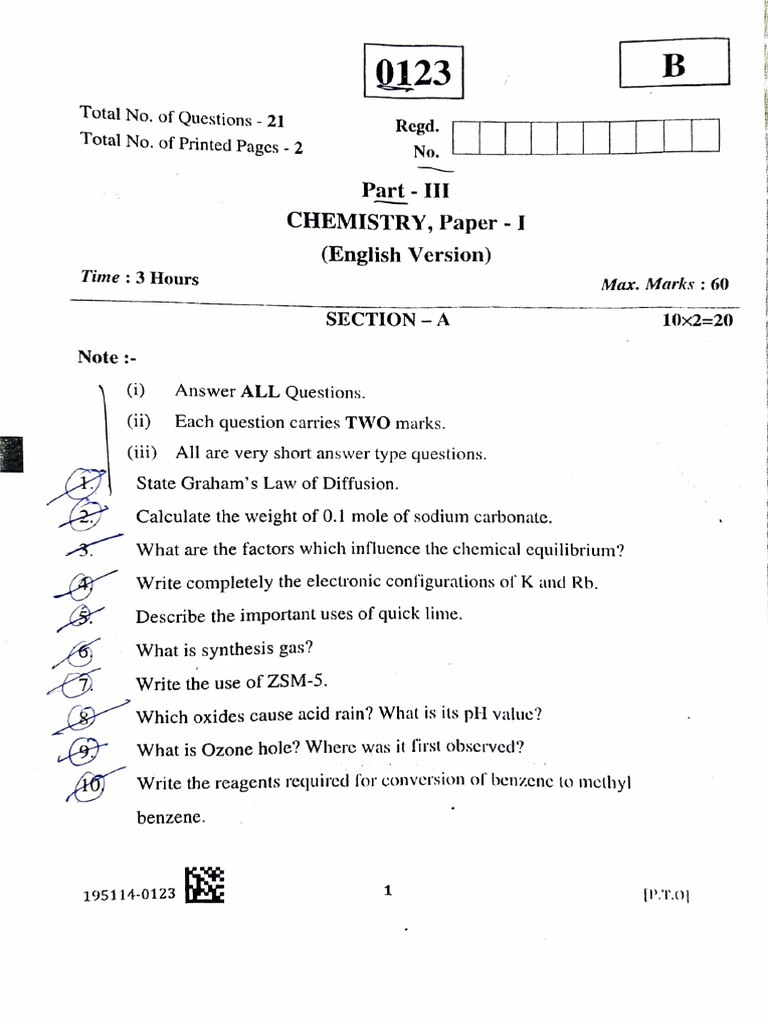 1st Year Chemistry Model Paper 2025 | PDF | Chemistry | Hydrogen