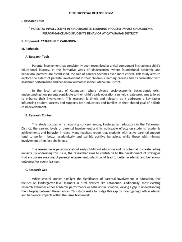 Cabangon-Title Proposal 2 | PDF | Learning | Survey Methodology