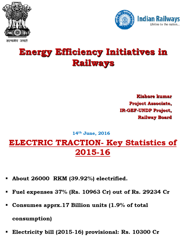 Energy Efficiency Initiatives by Railways_Mr.kishore Kumar_0 | PDF | Energy Conservation ...