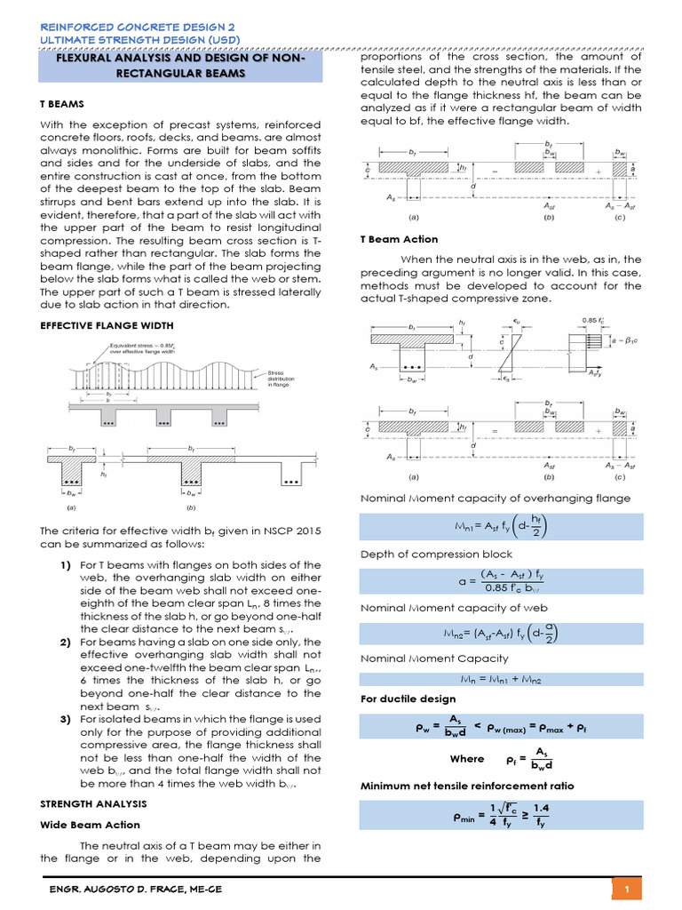 RCD-Lecture-Note-5-USD-of-Non-Rectangular-Beams | PDF | Beam (Structure) | Building Materials