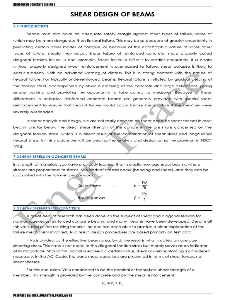 Shear Design in Reinforced Concrete Beams | PDF | Beam (Structure ...