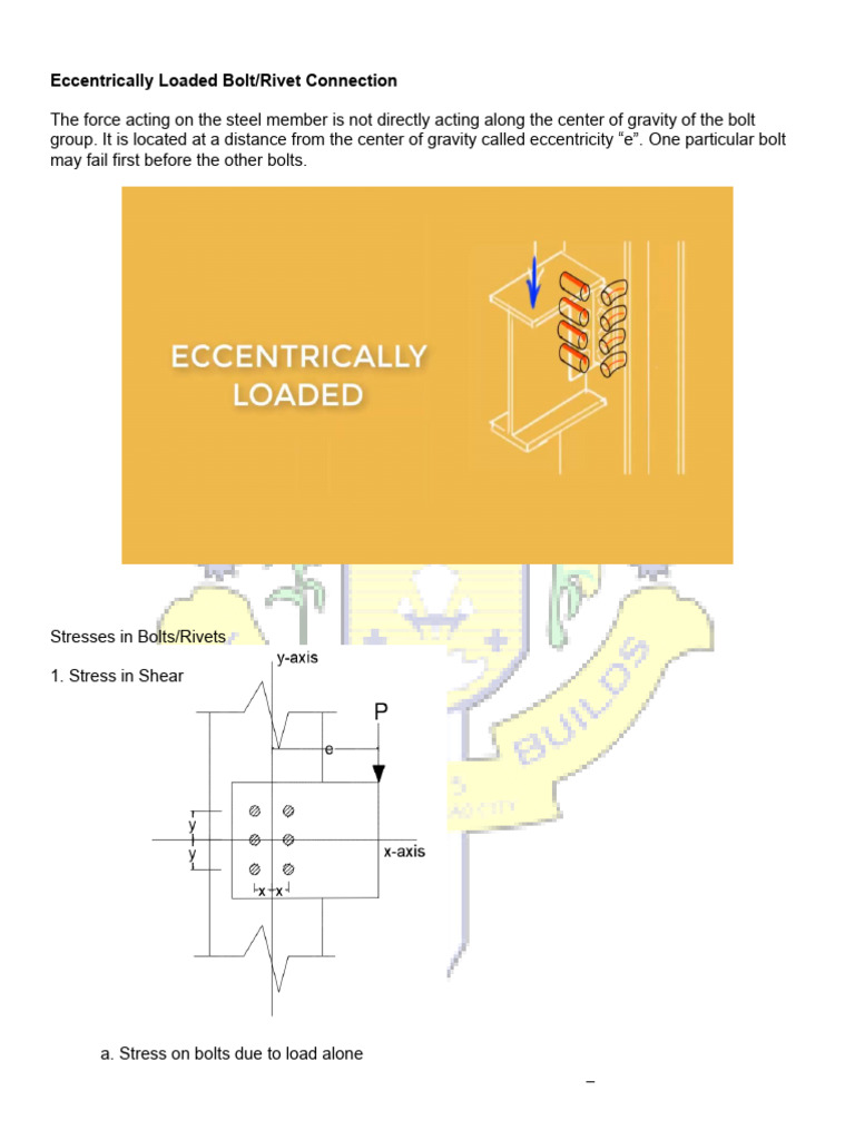 Eccentrically Loaded Bolt Connection | PDF | Rivet | Stress (Mechanics)