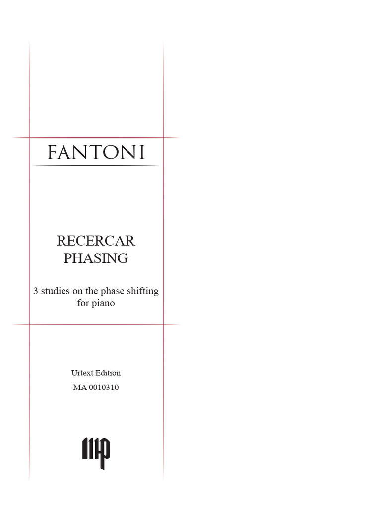 Corrado Fantoni "Recercar Phasing" For Piano | PDF | Piano | Pitch (Music)