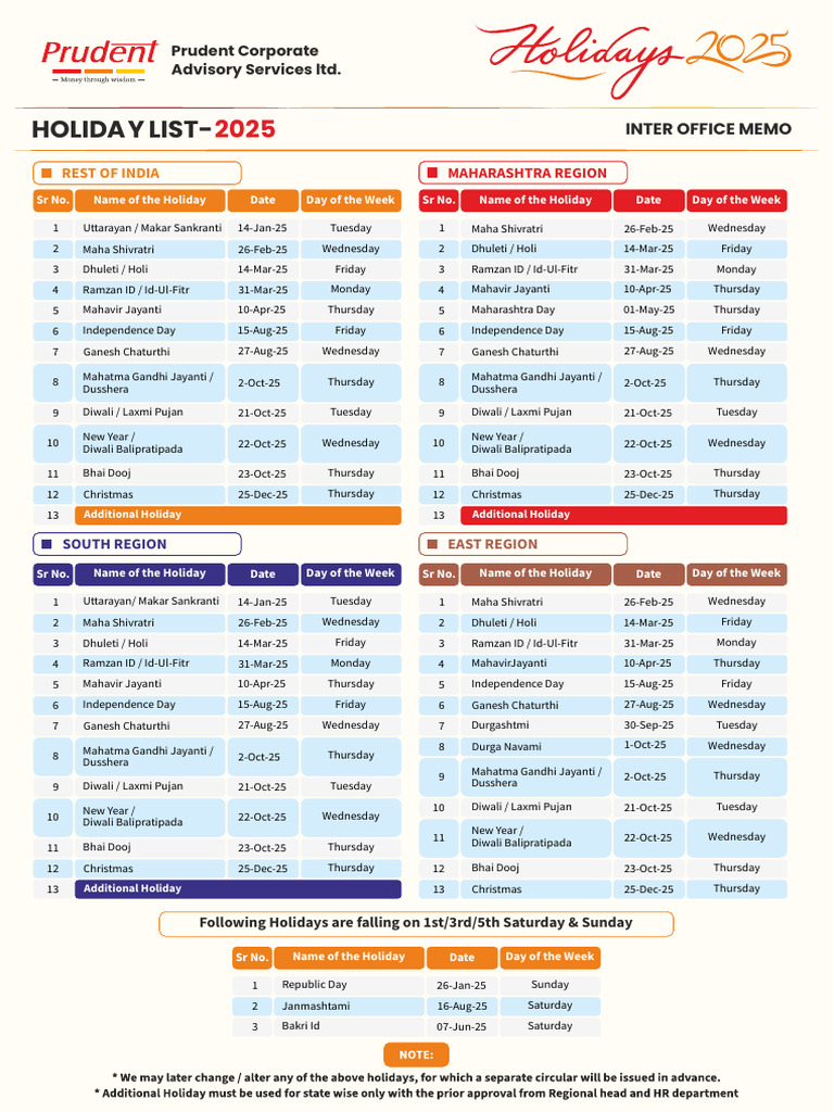 Holiday Schedule for 2025 | PDF | Festival | Holidays