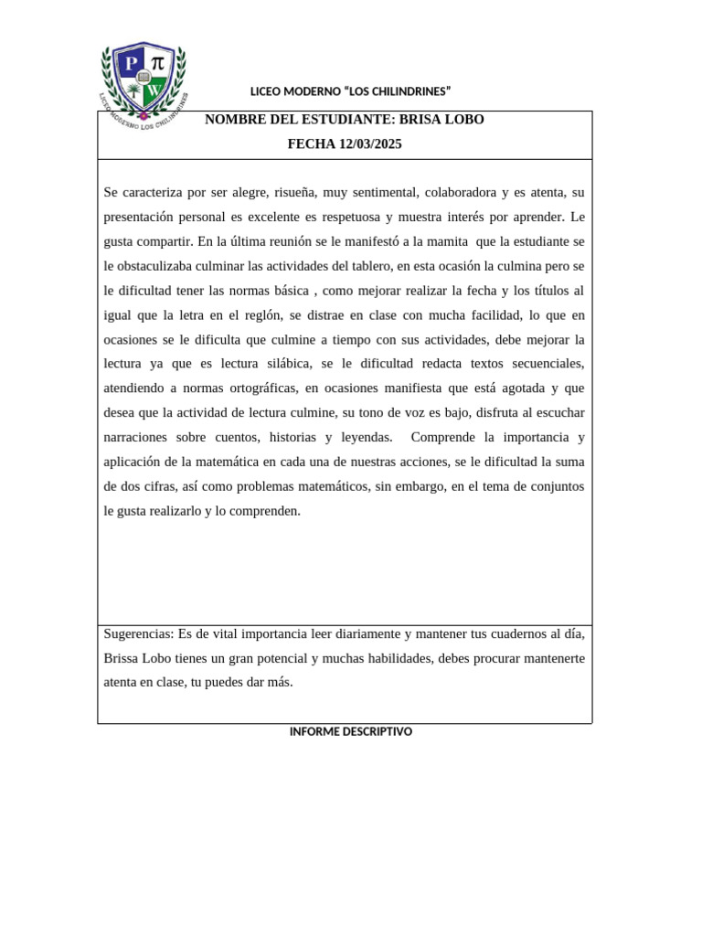 Informe Descriptivo | PDF