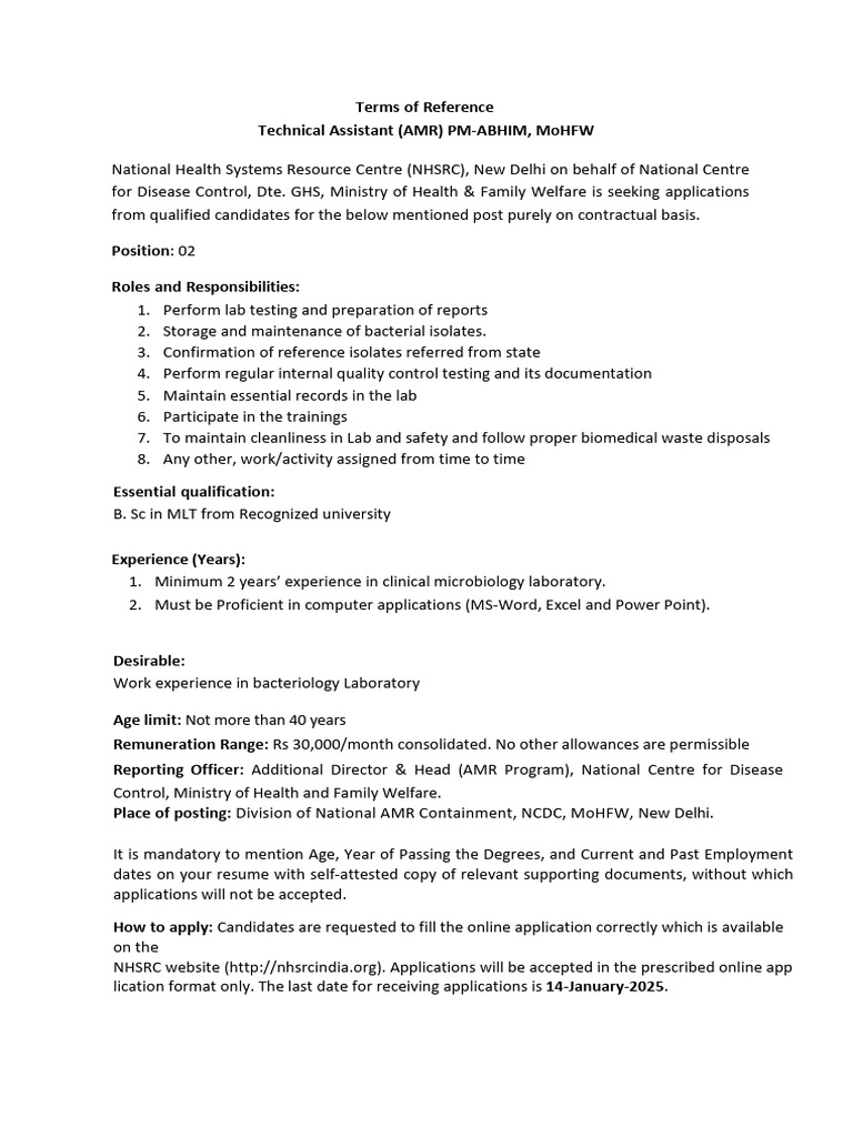 Technical Assistant - ToR | PDF