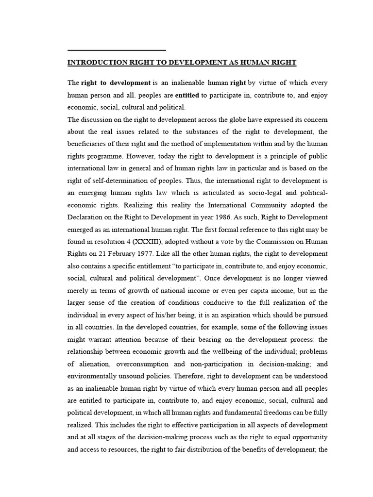 Right to Development | PDF | Cost Of Living | Political Science