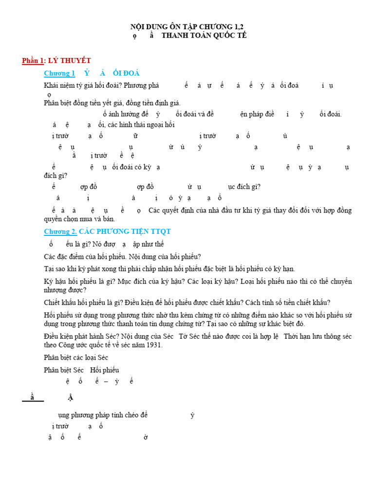 Nội dung ôn tập TTQT chương 1,2 | PDF