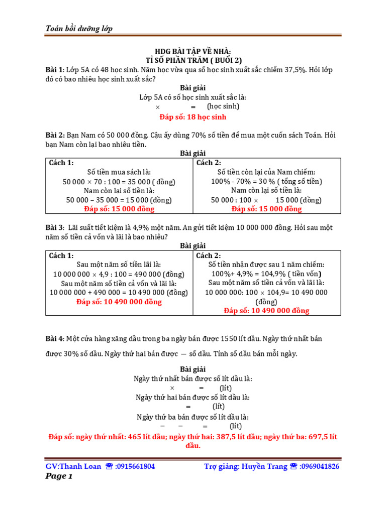TOÁN 5-HDG BTVN (01-12) | PDF