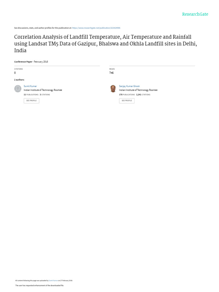 Landfill Temperature Correlation Study | PDF