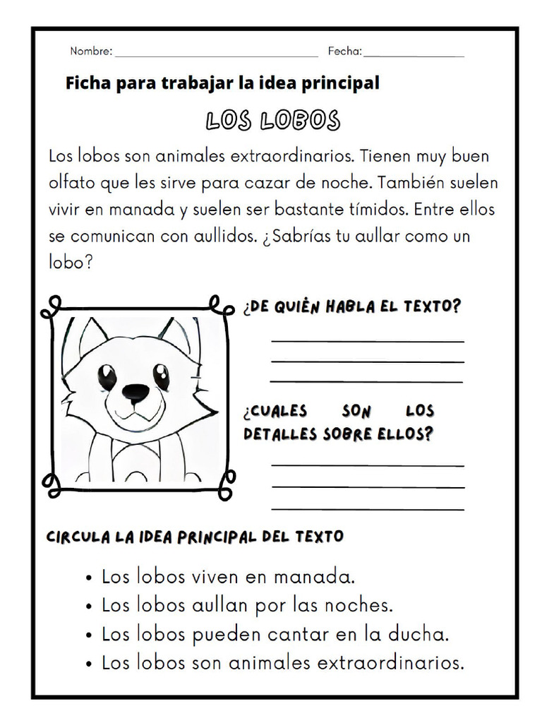 Ficha para Identificar La Idea Principal | PDF