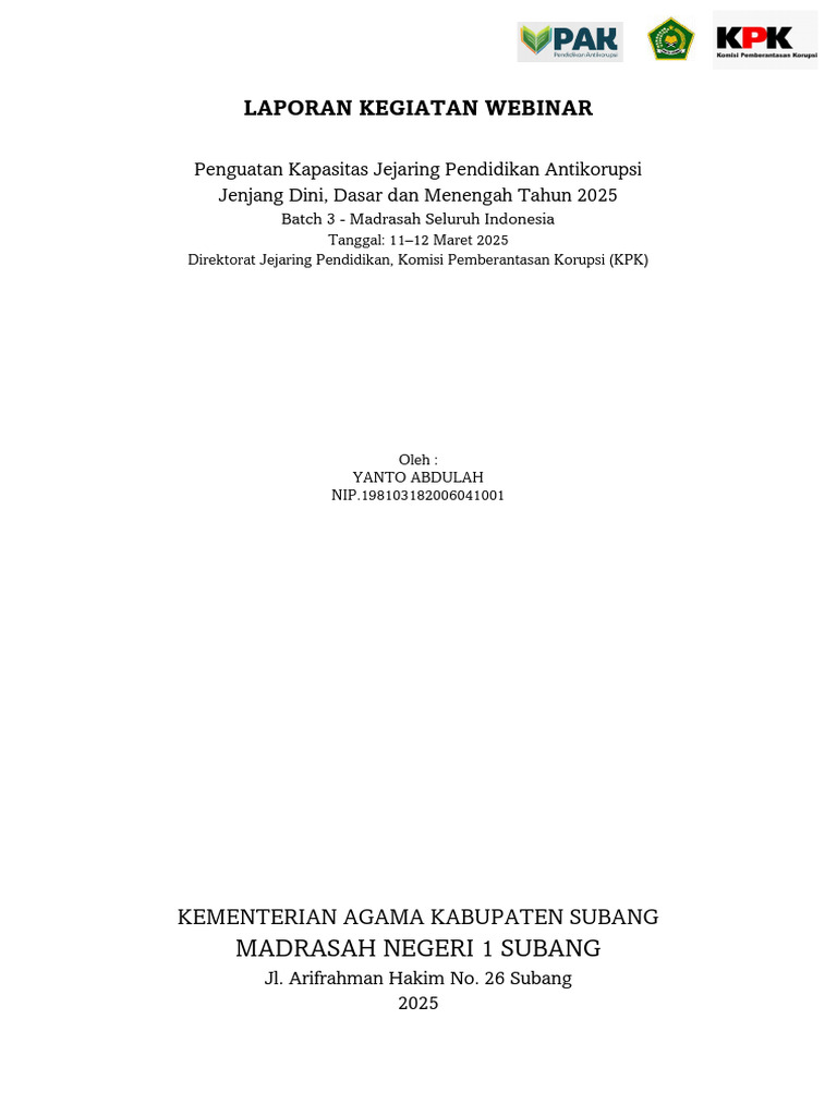 4 Laporan Webinar PAK Batch3 2025 | PDF