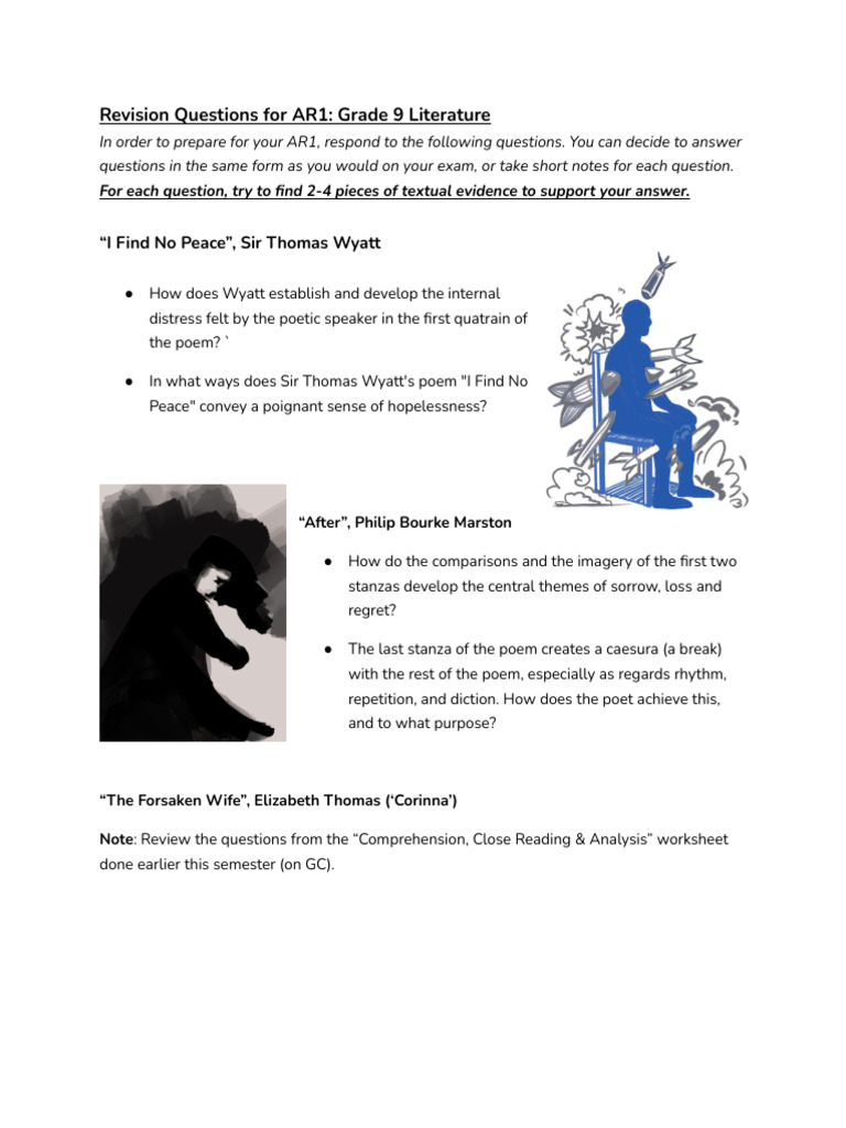Grade 9 Literature Revision Questions | PDF