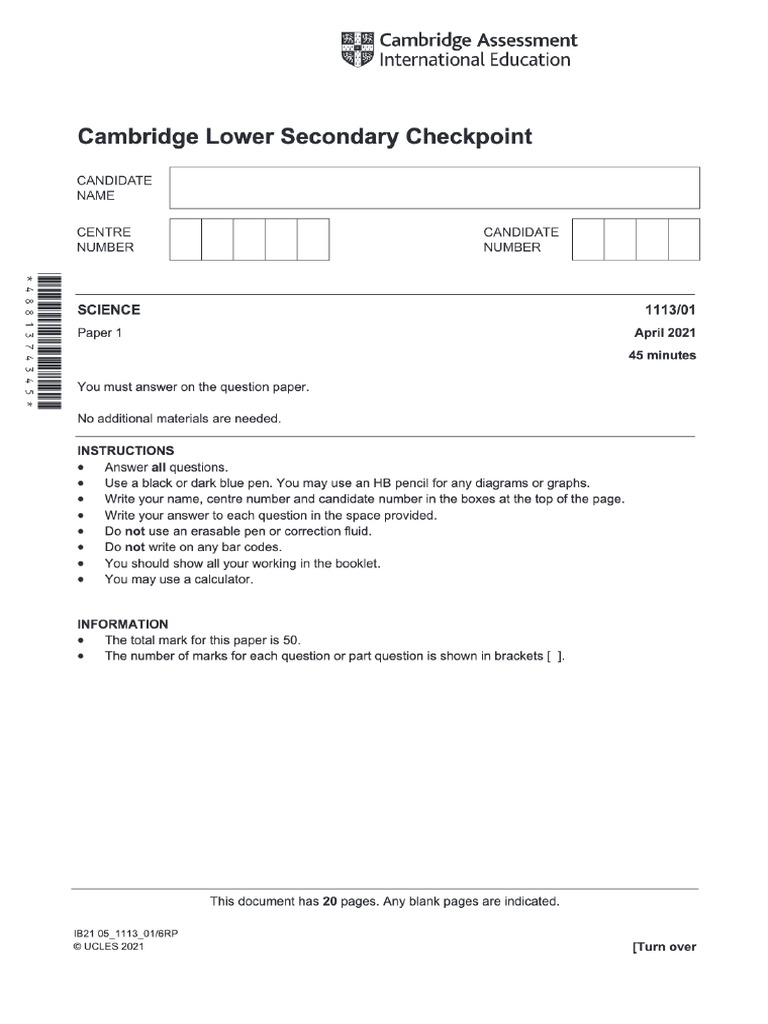 Science April 2021 Paper 1 | PDF