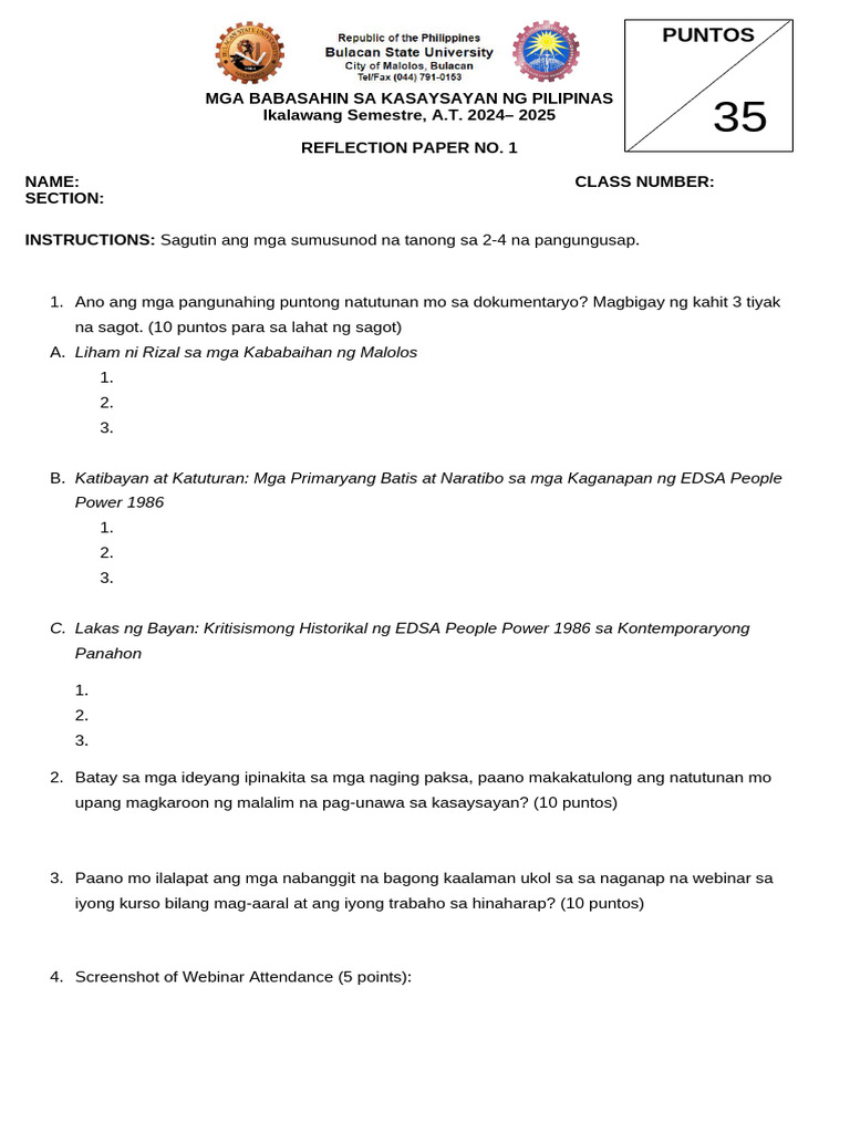 RPH101 Reflection Paper No. 1 | PDF