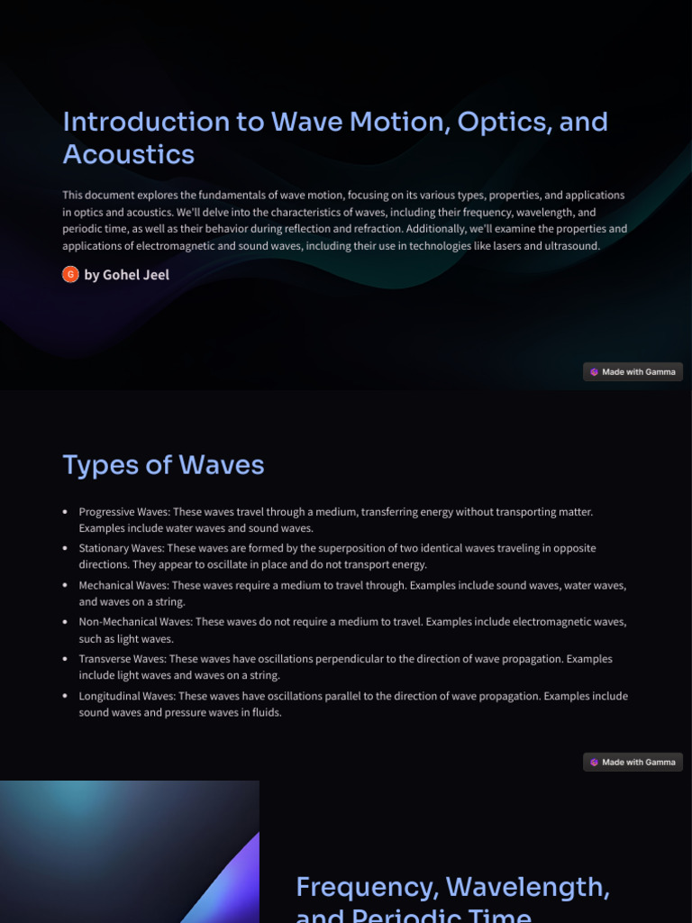 Introduction To Wave Motion Optics and Acoustics | PDF | Waves | Electromagnetic Radiation