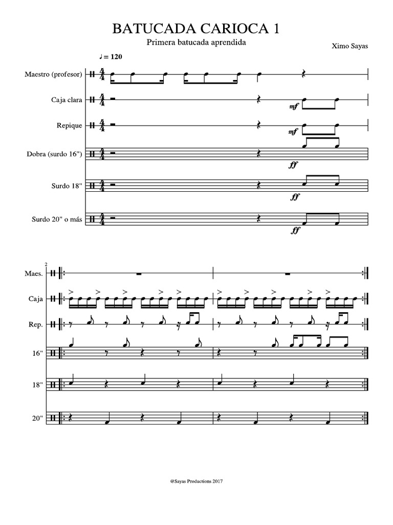 Ximo Sayas - Batucada Carioca 1 | PDF