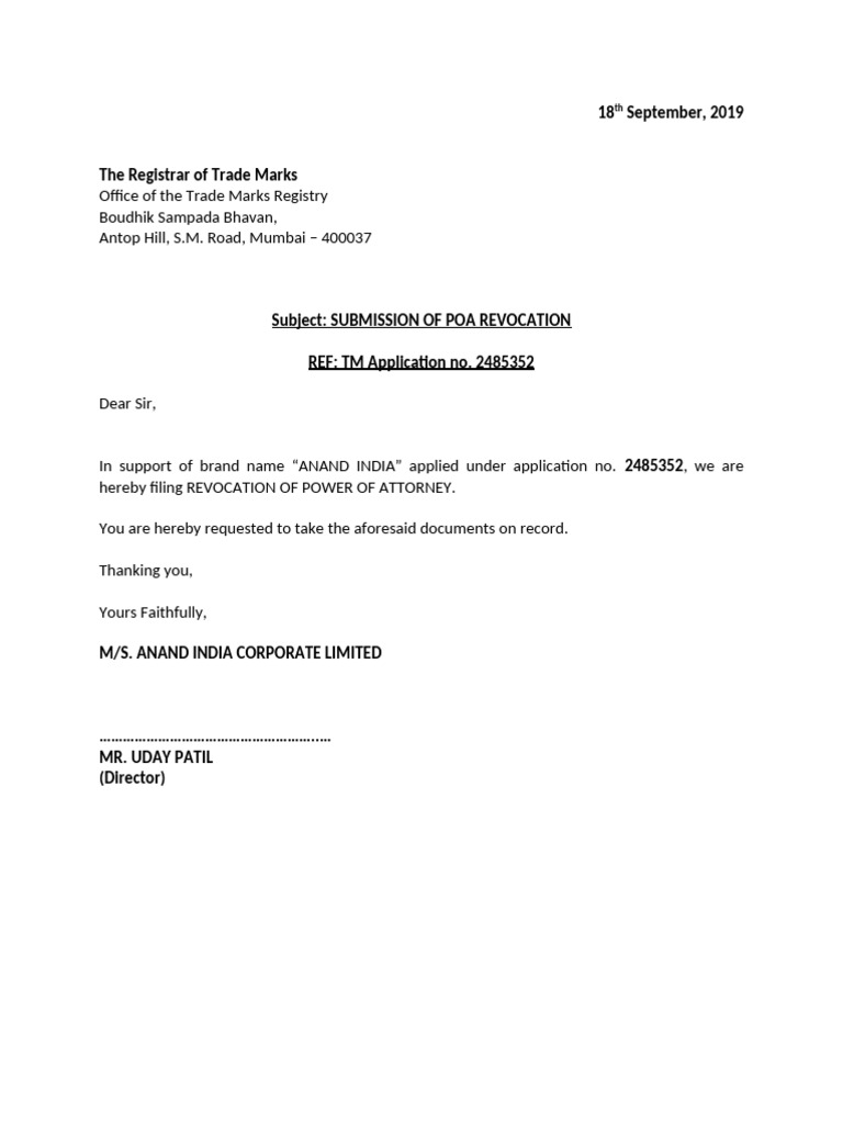 Poa Revocation Letter | PDF