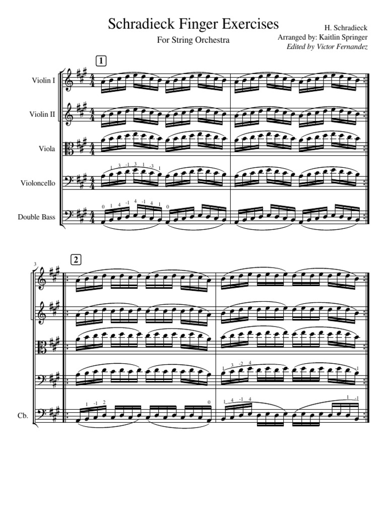 Schradieck Finger Exercises for Strings | PDF | Violin | Cello