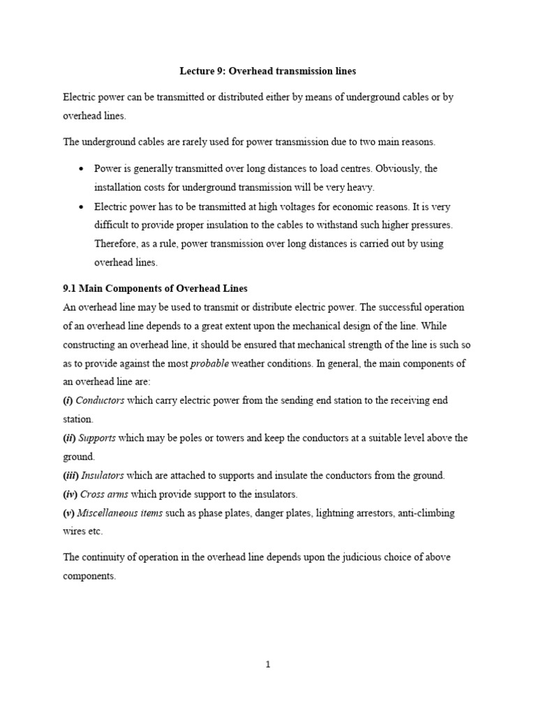 Main Components of Overhead Lines | PDF