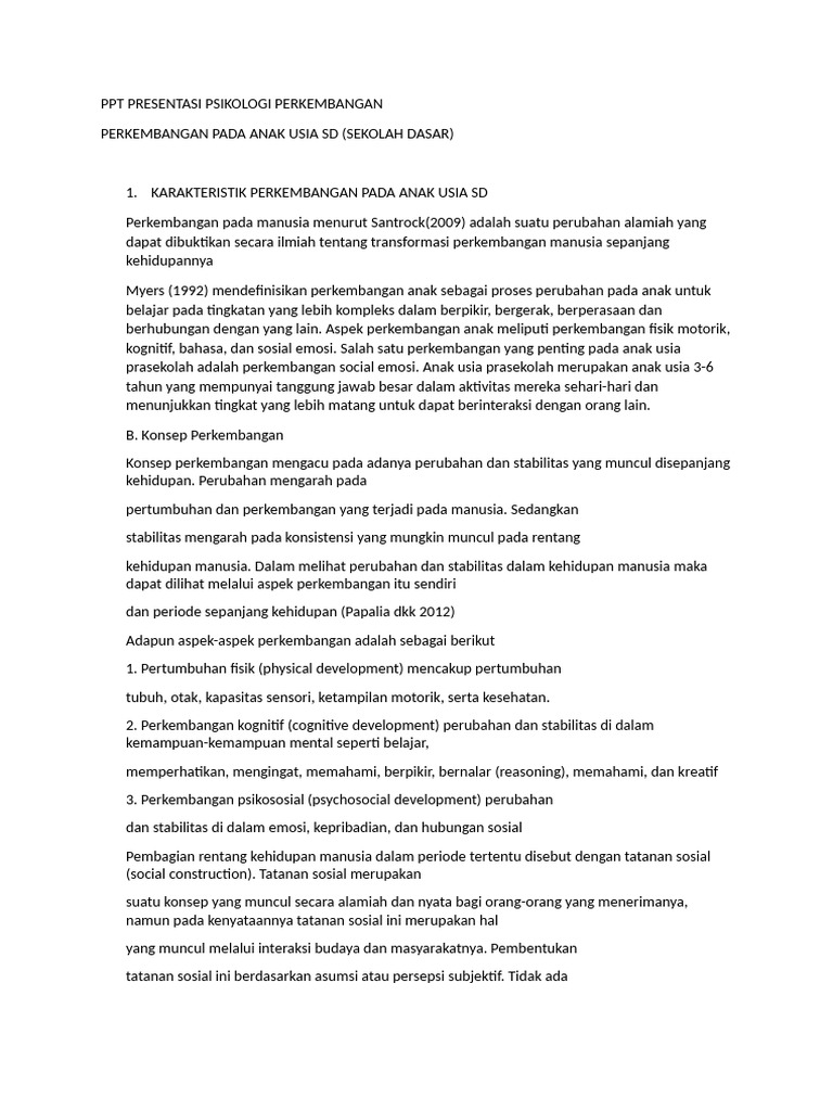 Presentasi Psikologi Perkembangan | PDF