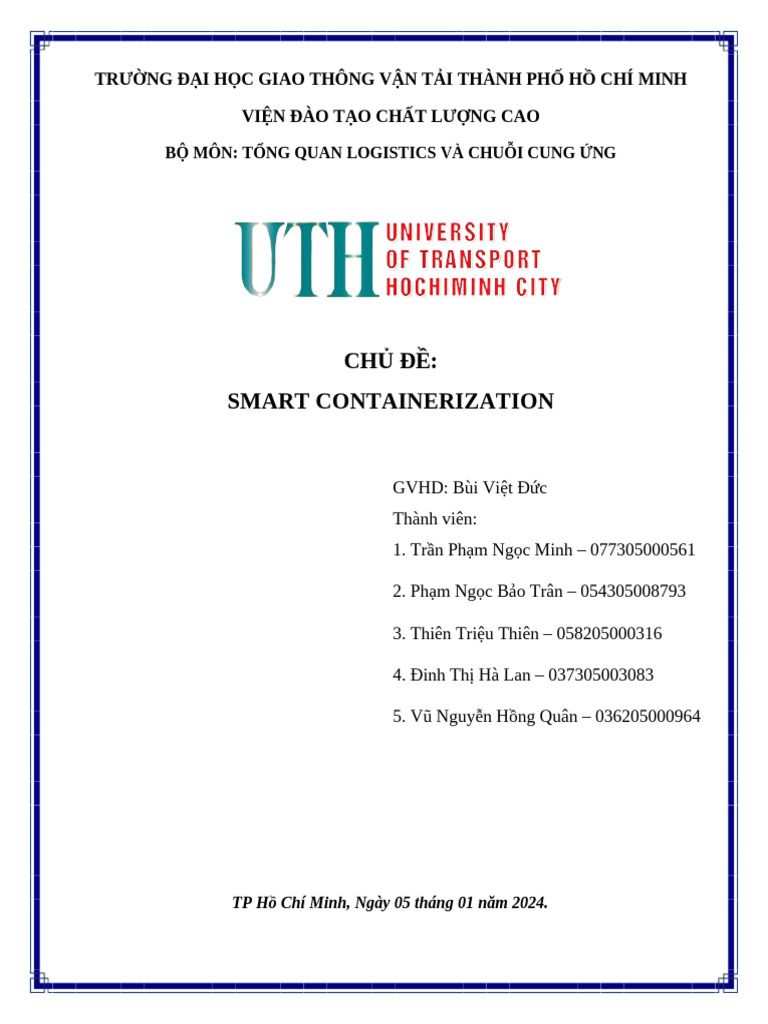 SMART CONTAINERIZATION - TIỂU LUẬN F1 | PDF