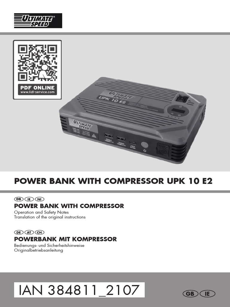 Power Bank With Compressor Upk 10 E2 | PDF | Rechargeable Battery ...