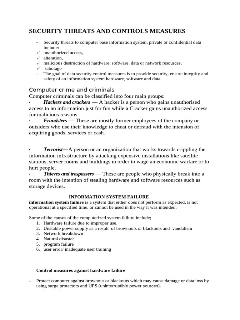 Data Security, Control Measures and Computer Crimes | PDF | Computer Virus | Security Hacker