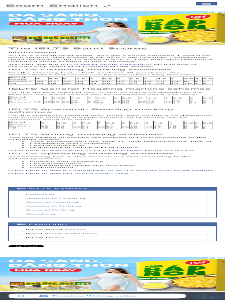 IELTS Band Scores and Marking Criteria | PDF | International English ...