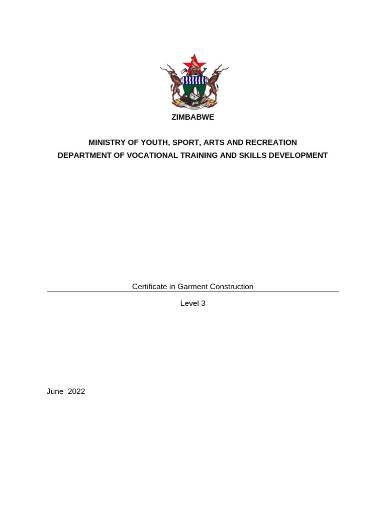 221031 Curriculum - Certificate in Garment Constructor Level 3 | PDF | Educational Assessment ...