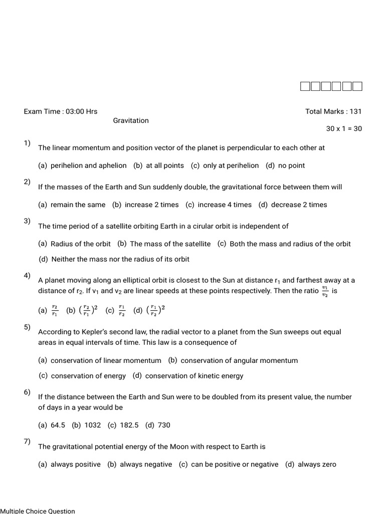 Class 11 Physics Unit 6 Gravitation | PDF | Orbit | Gravity
