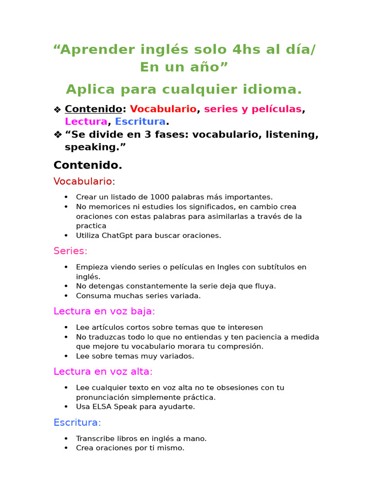 Aprender Inglés Solo 4hs Al Día | PDF | Lingüística | Comunicación humana